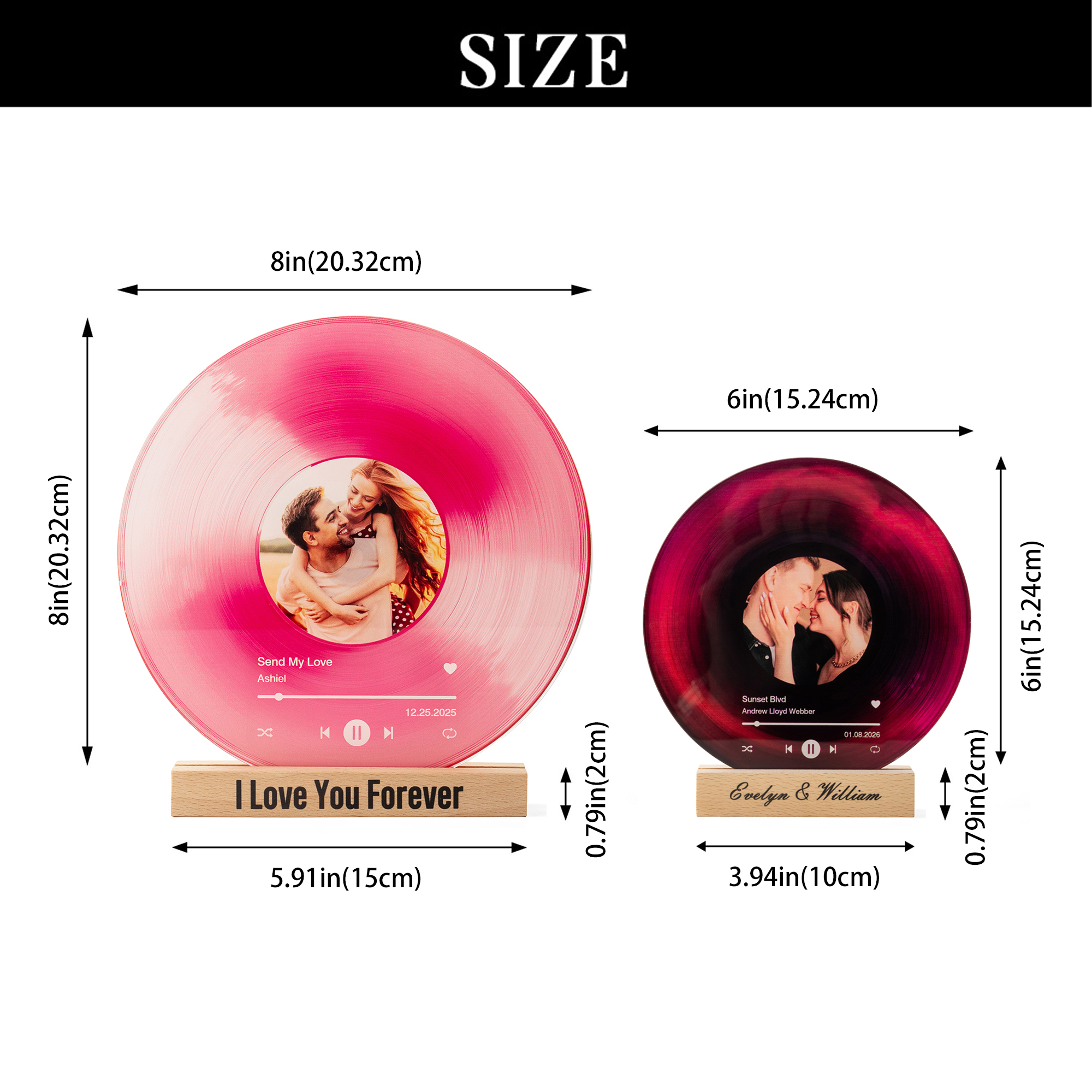 Personalized NFC Multicolor Record Style Acrylic Ornament with Text and ...