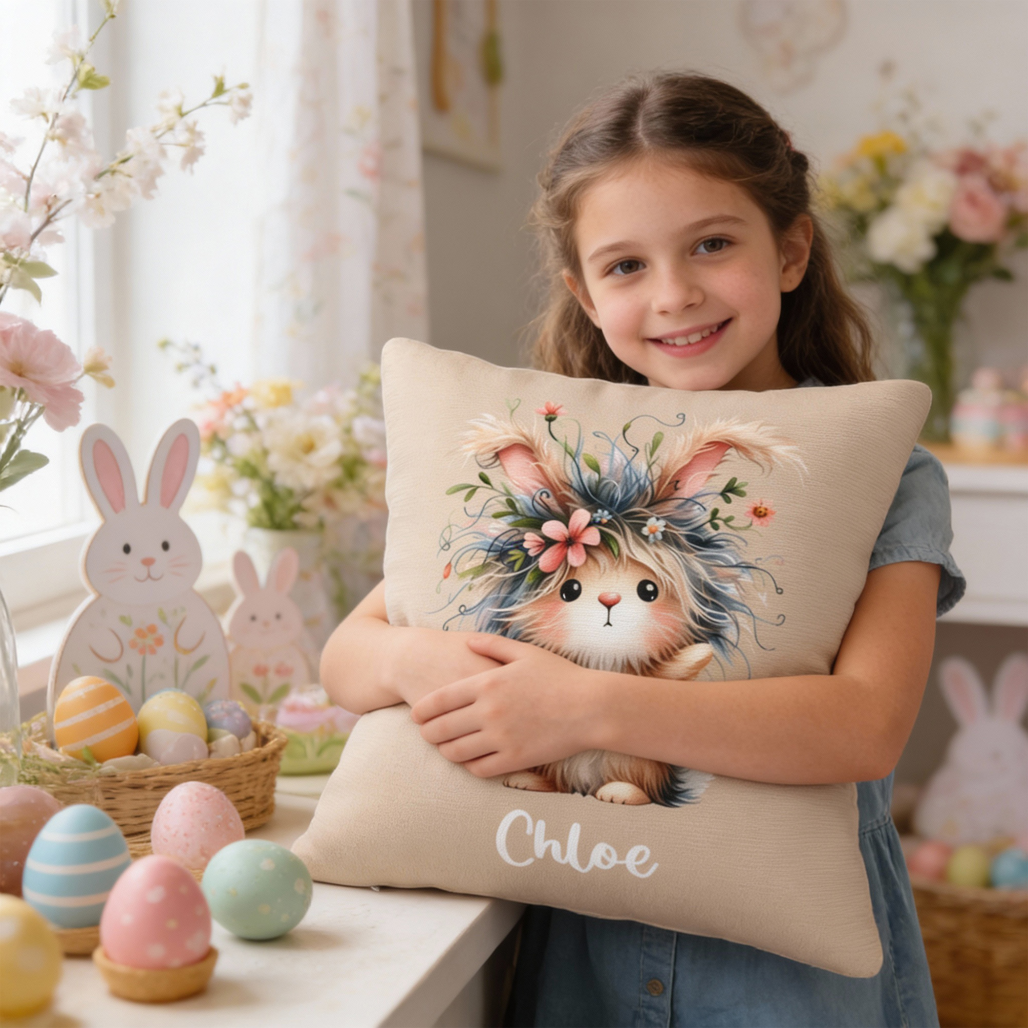 Personalisierte niedliche Kaninchen Multicolor Throw Kissenbezug mit ...