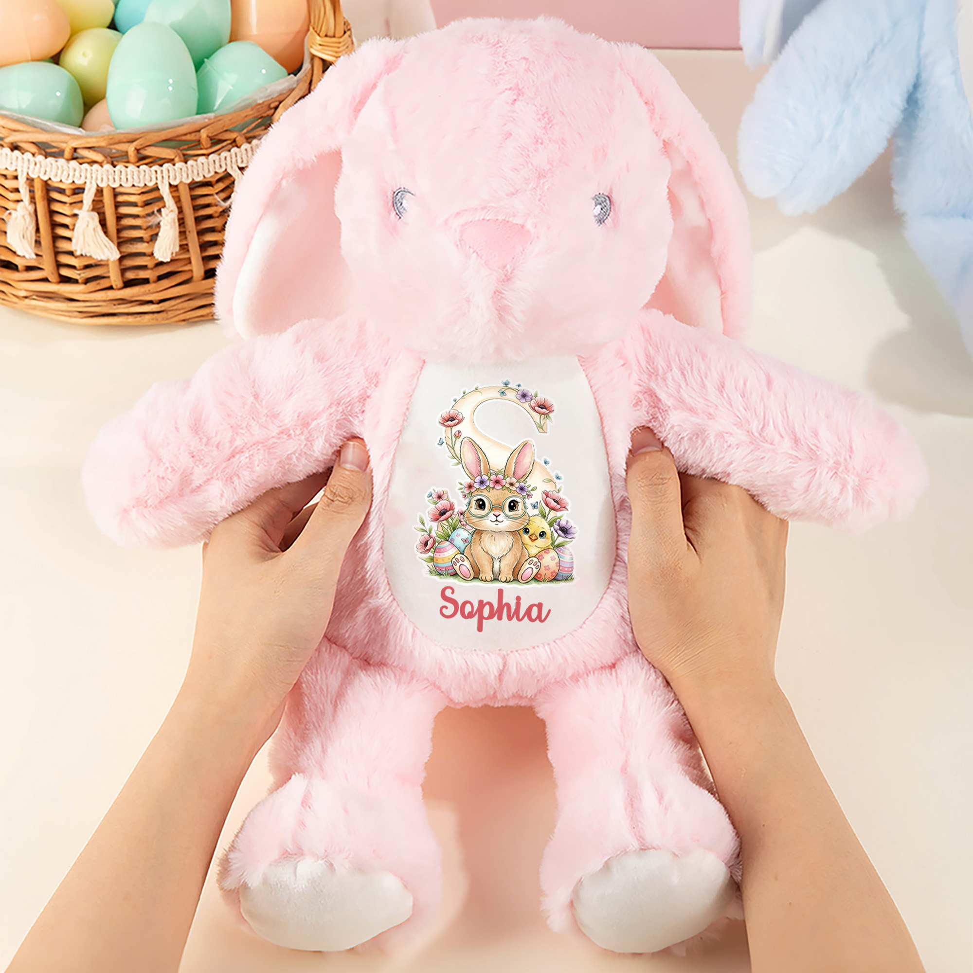Personalised Garland Easter Bunny Initial Design Cute Bunny Stuffed Toy ...