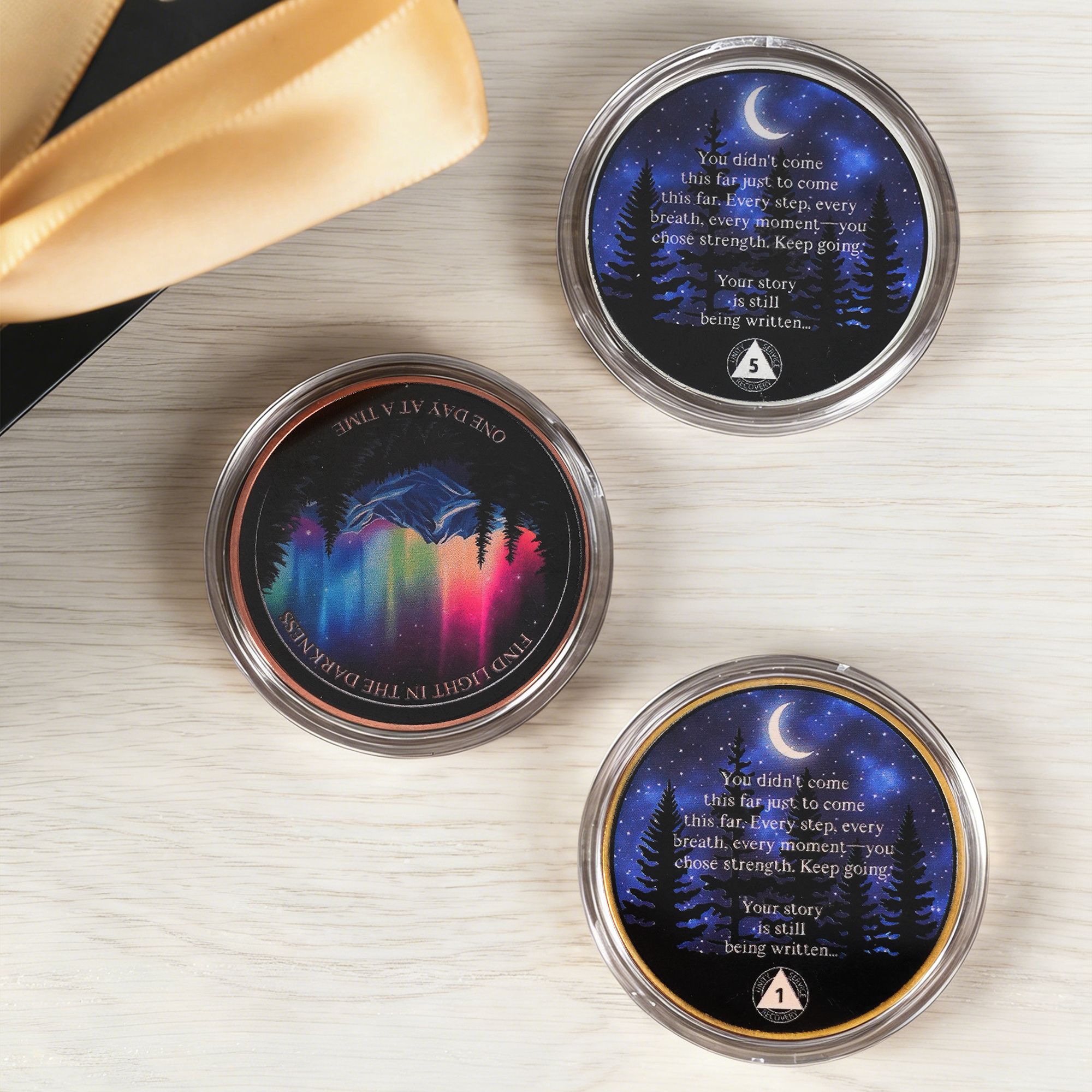 Personalized Northern Lights Sobriety Coin AA Chip with Number and ...