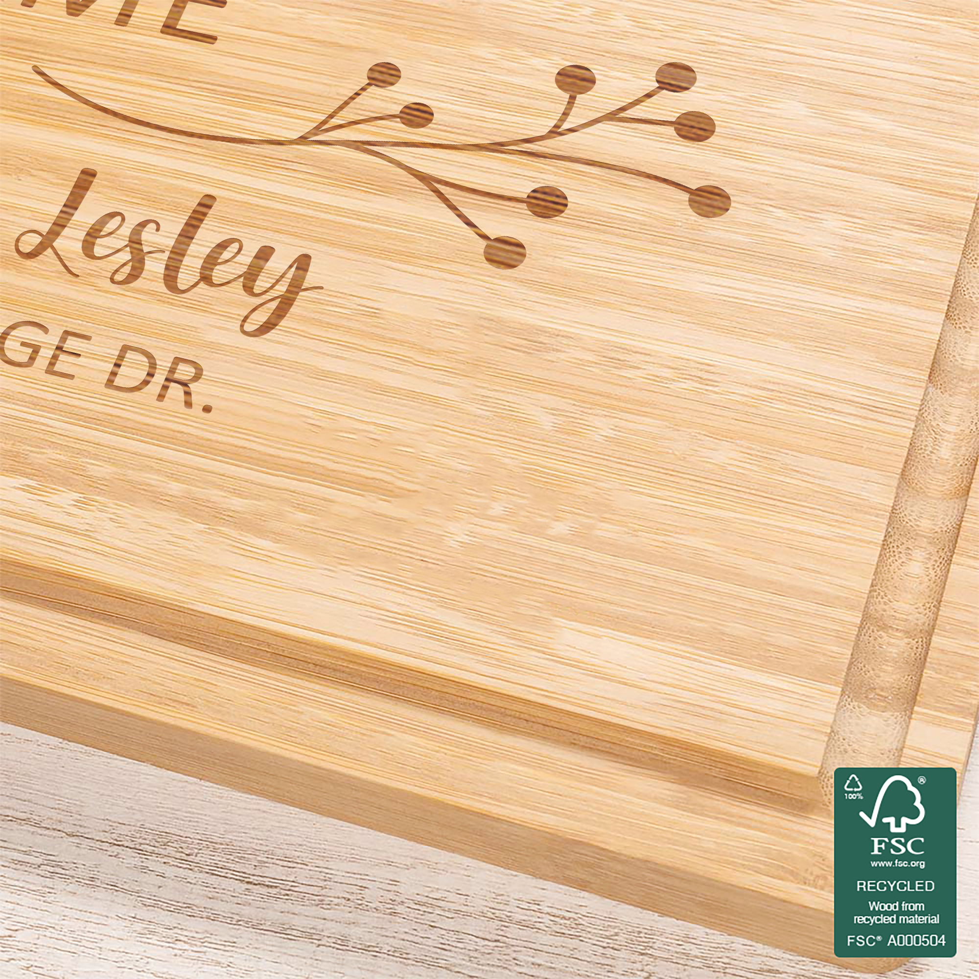 Personalised Retro Garland FSC Charcuterie Bamboo Cutting Board with ...