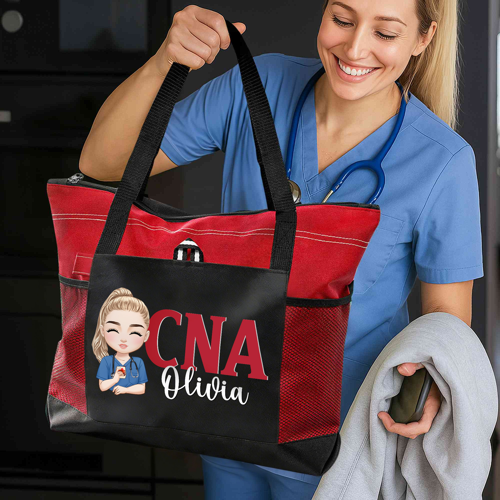 Personalized Cartoon Doctor Nurse Character Large Capacity Oxford Tote ...