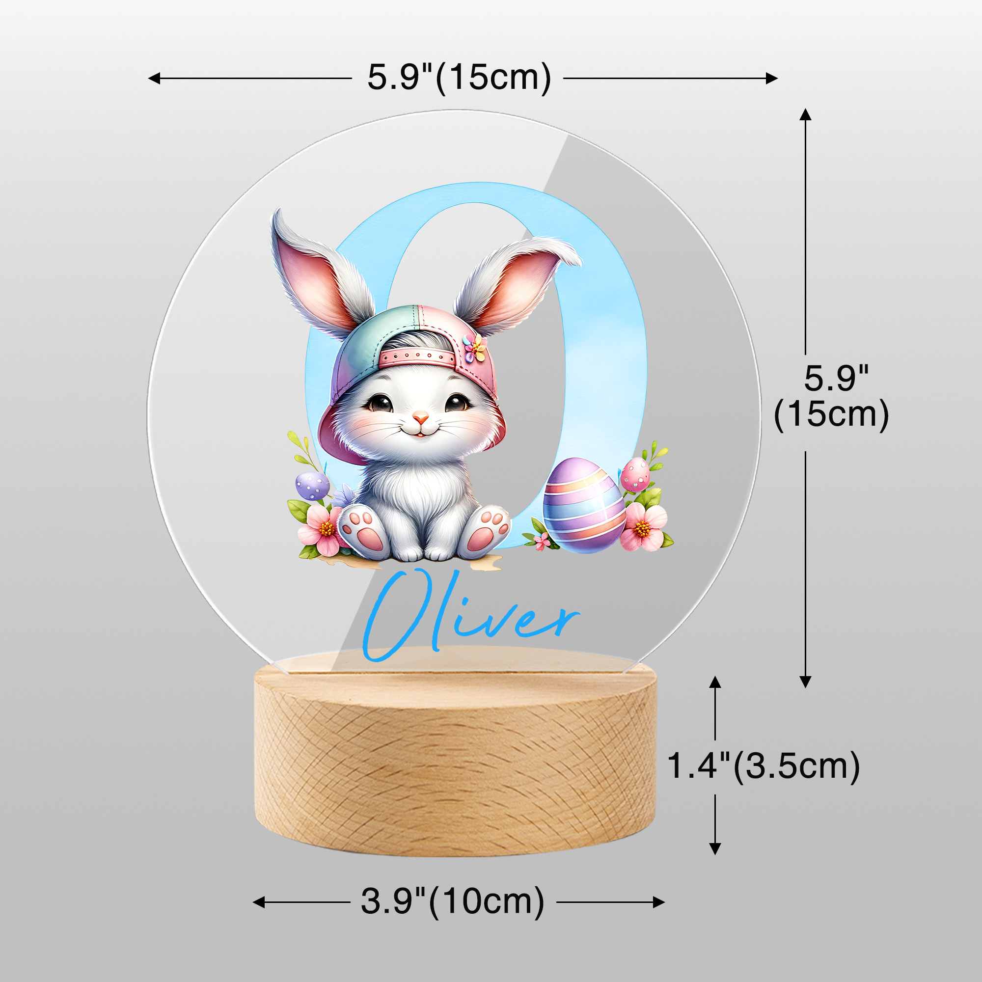 Personalized Cute Cloud Rabbit Seven Colors Initial LED Night Light ...