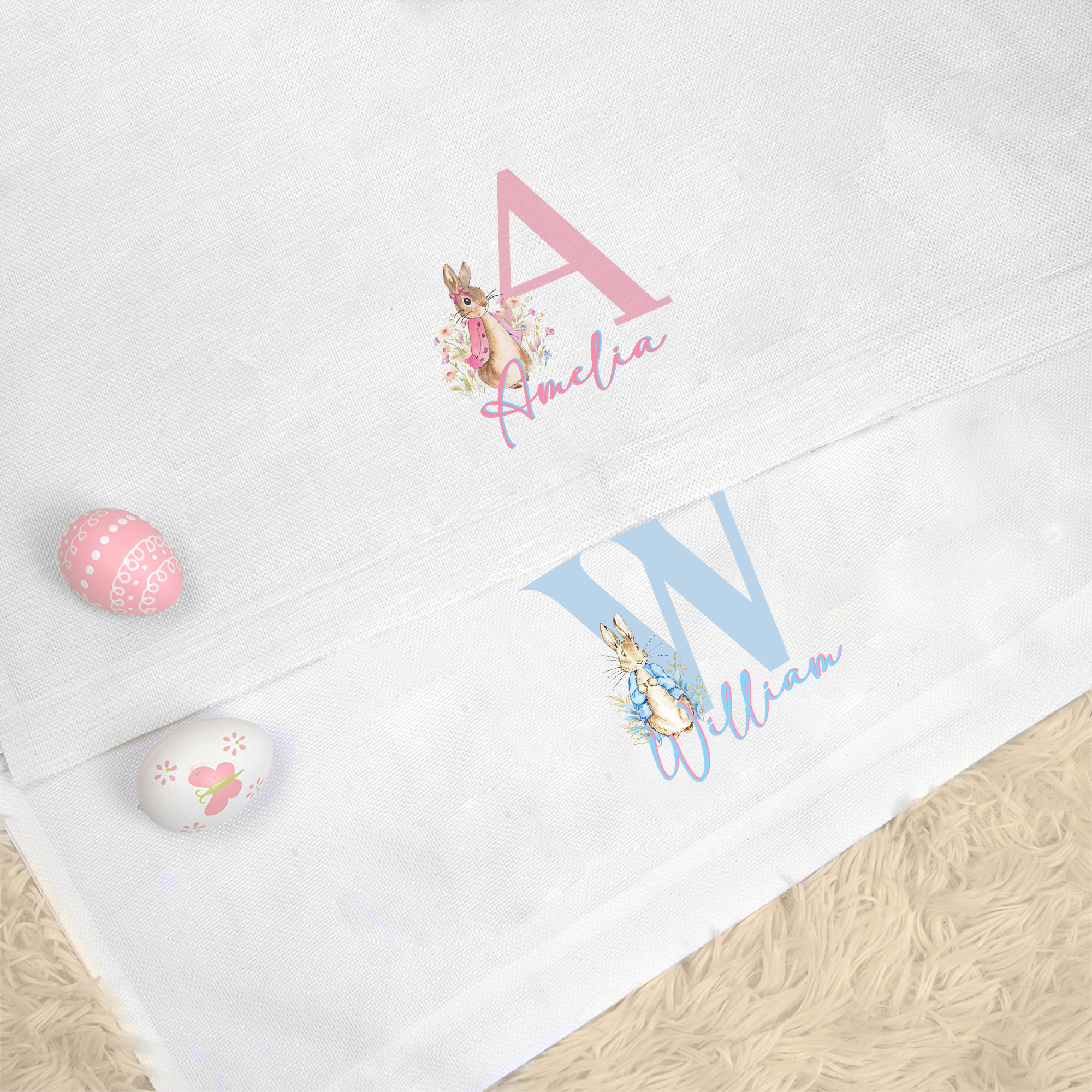 Personalised Cute Peter Rabbit Easter Basket Liner with Name and ...