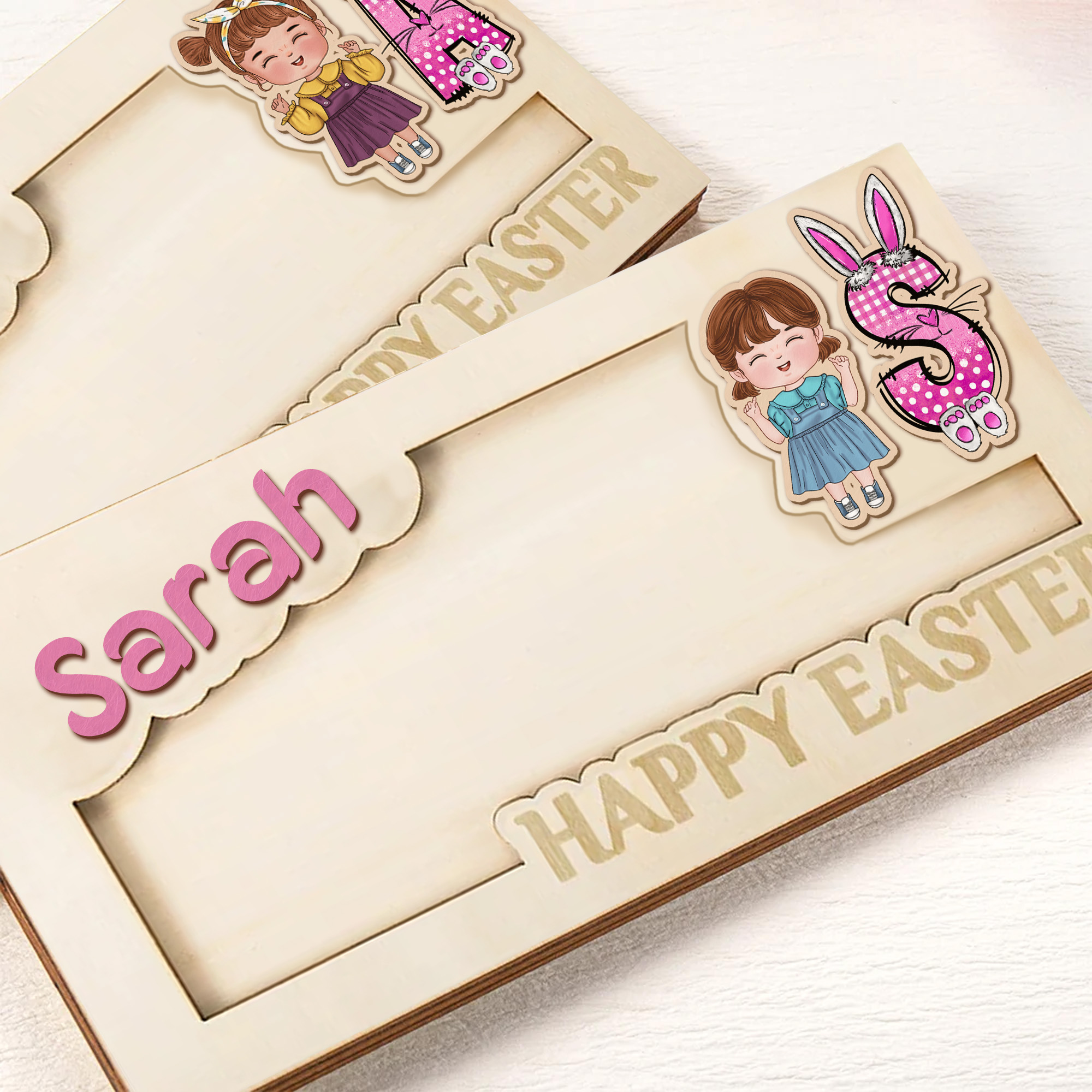 Personalized Cartoon Character Clip Art Wooden Money Holder with Name ...