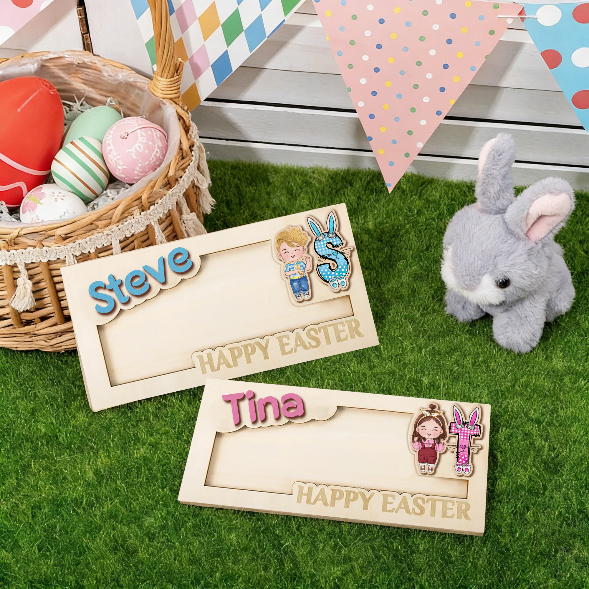 Personalized Cartoon Character Clip Art Wooden Money Holder with Name ...