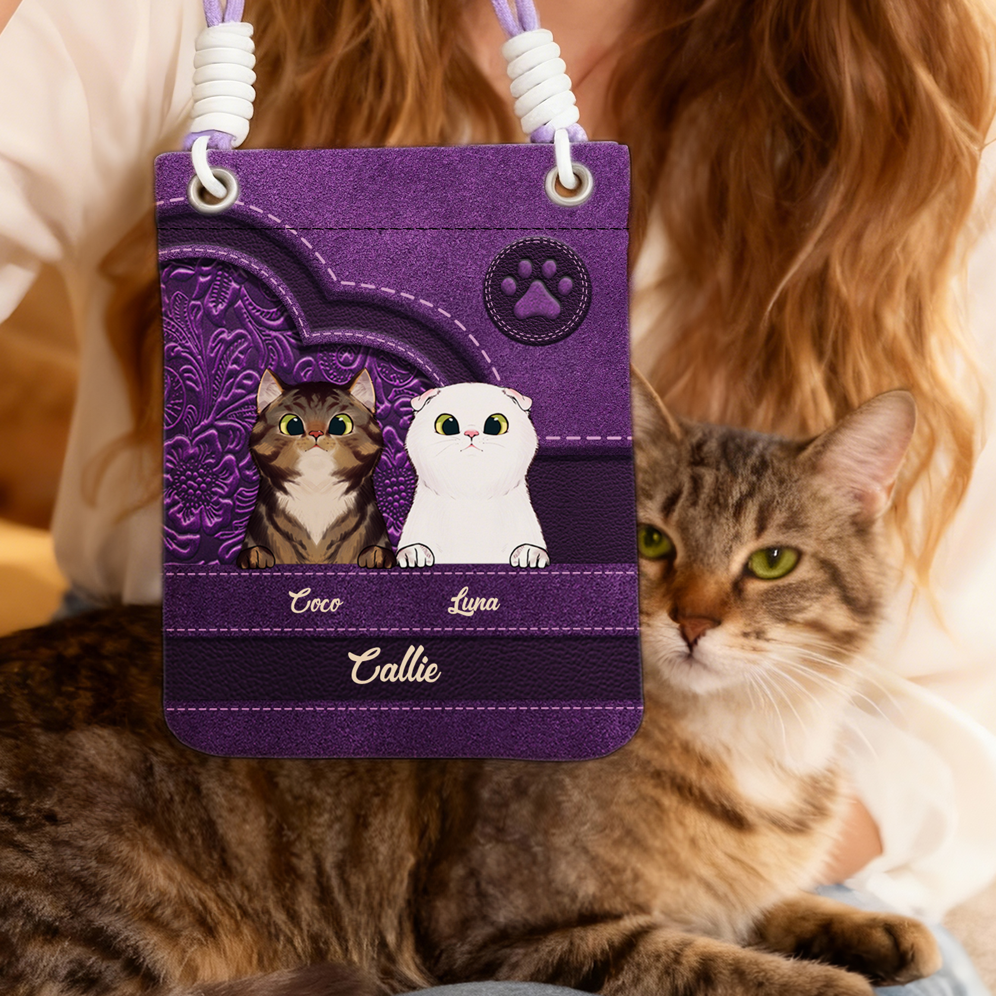 Personalisierte Vintage Cartoon 1-4 Katzen Paw Print Herz Telefon ...