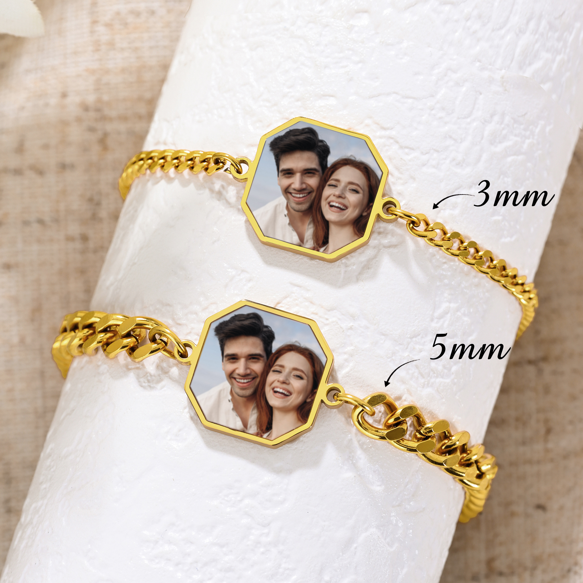 Personalised Heat-Activated Hidden Photo Bracelet with Engraved Text ...