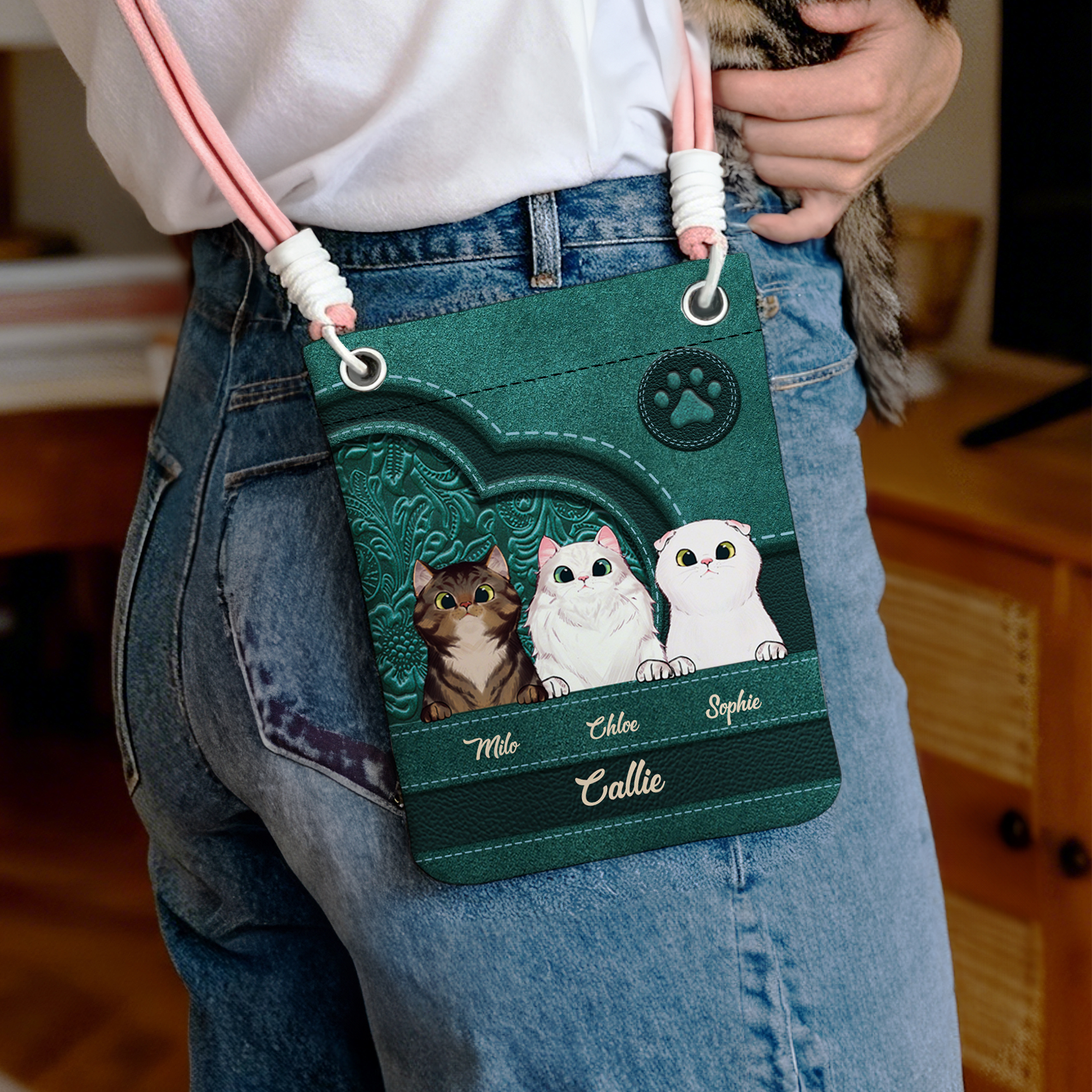 Personalisierte Vintage Cartoon 1-4 Katzen Paw Print Herz Telefon ...