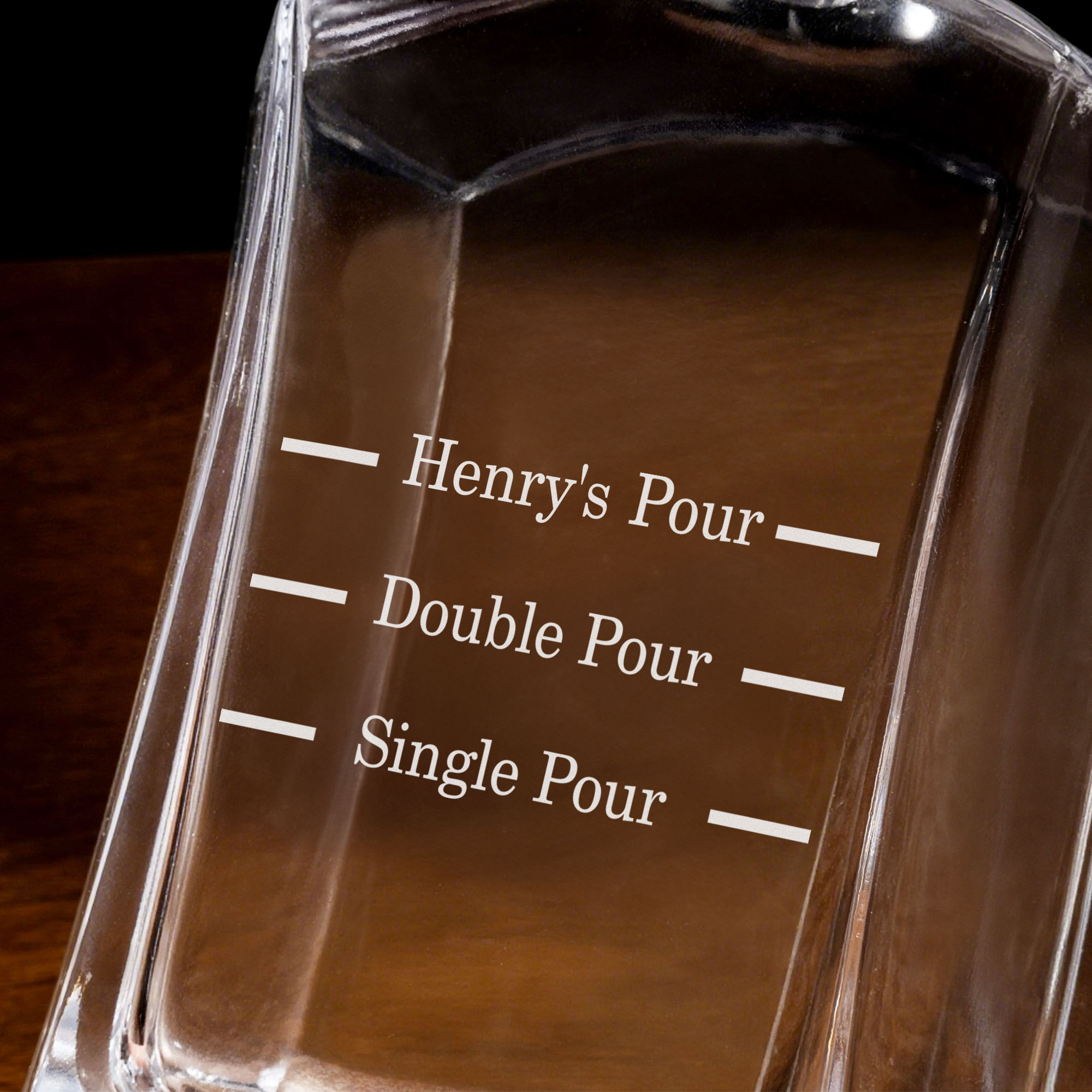 Personalized Pour Lines Name Hexagonal Decanter 4 Whiskey Glasses Set ...