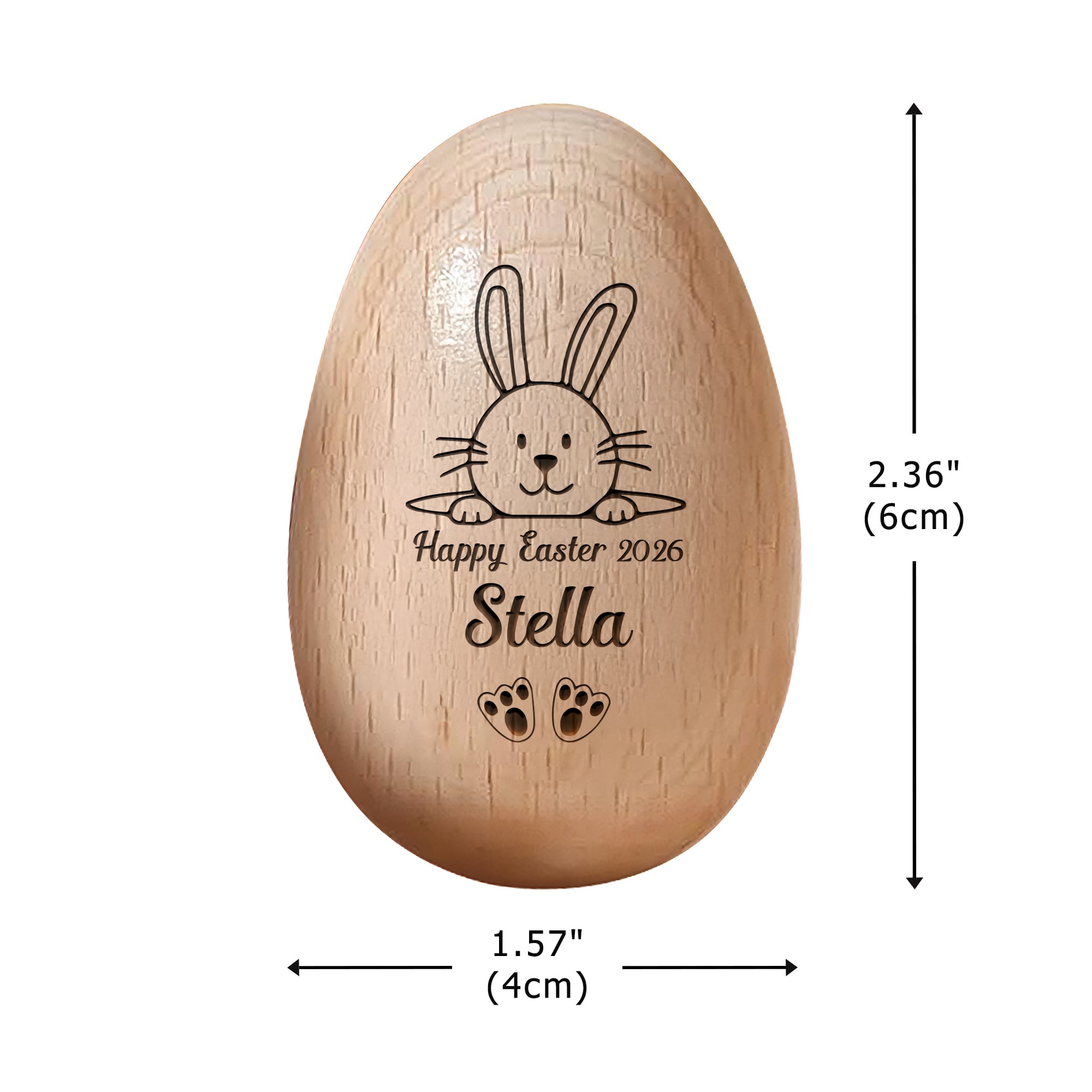 Personalized Happy Spring Bunny Wooden Easter Egg with Engraved Name ...