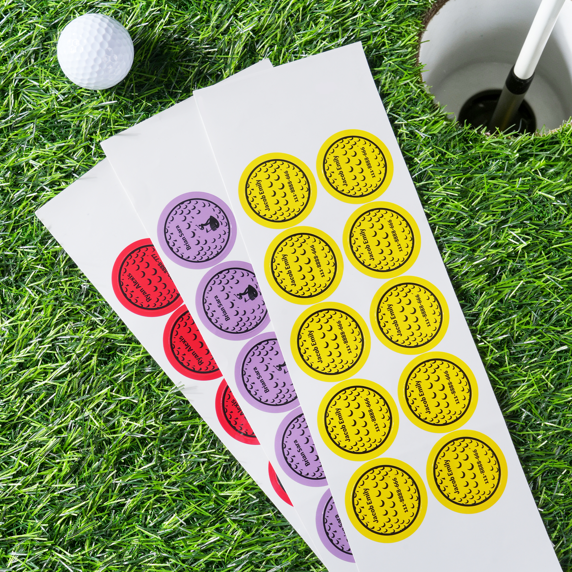 Personalized Golf Design Waterproof Stickers Labels with Name and QR ...