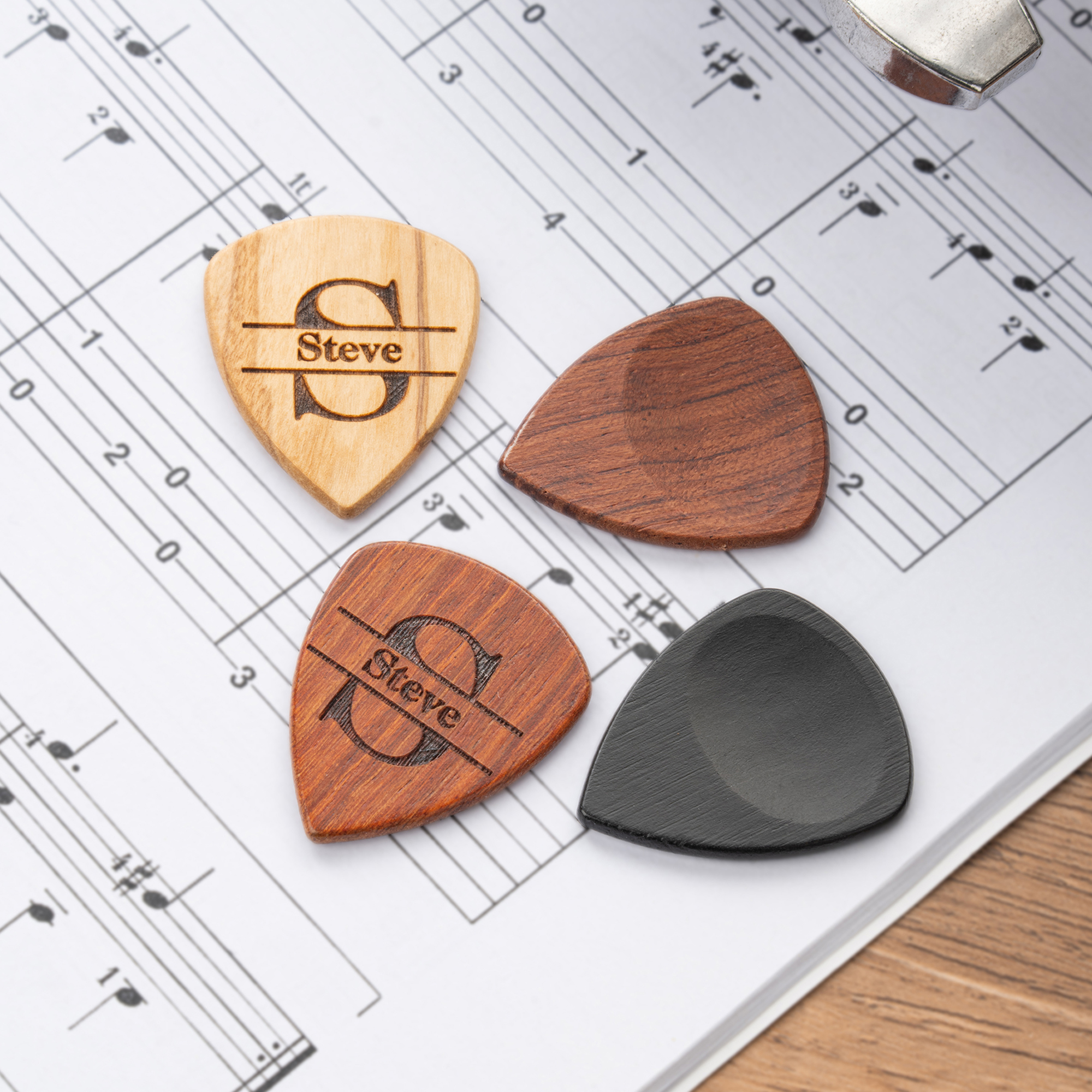 Personalized Wooden Magnetic Guitar Picks Storage Box Set with Engraved ...