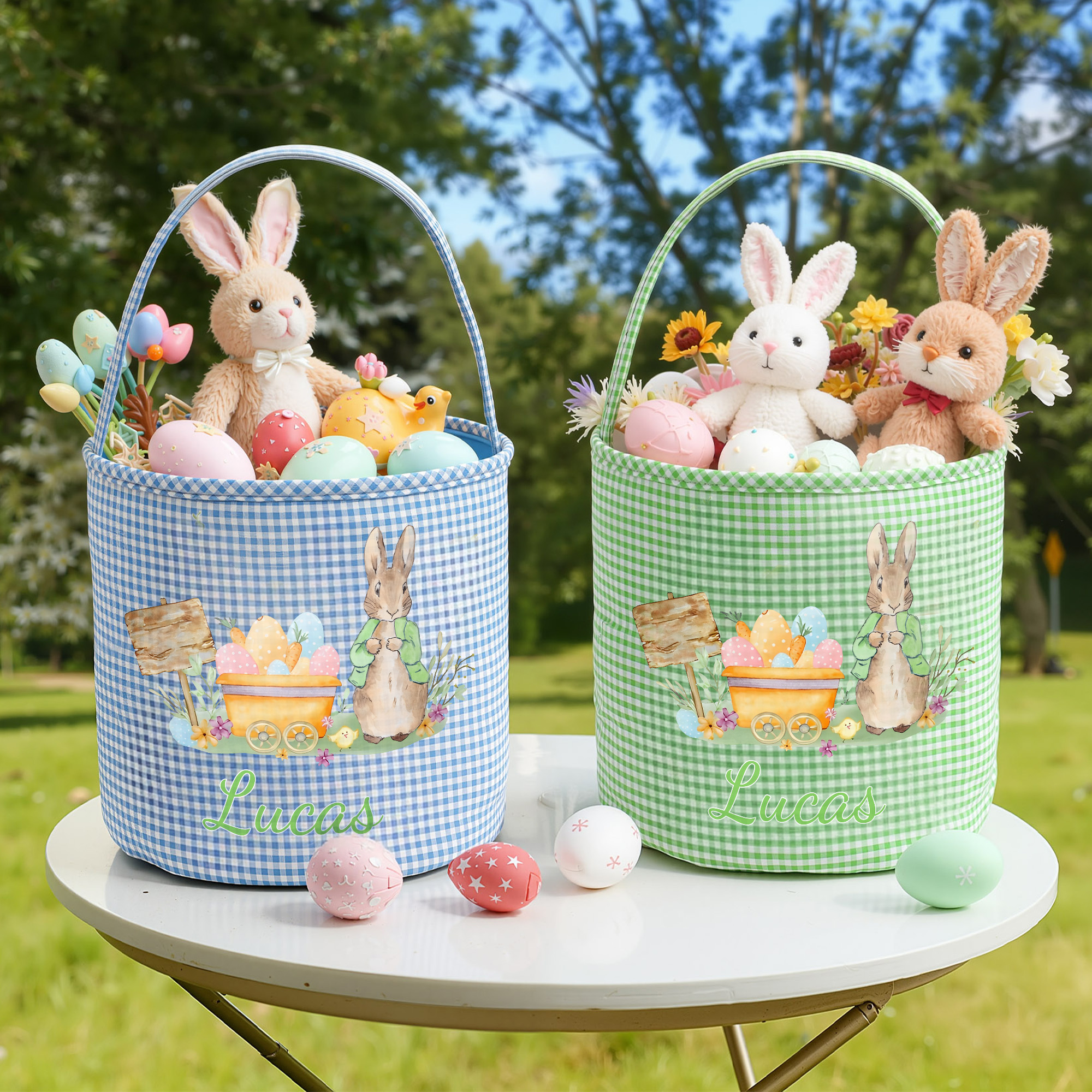 Panier de Pâques personnalisé avec nom et volants Œufs Chasse Fête de ...