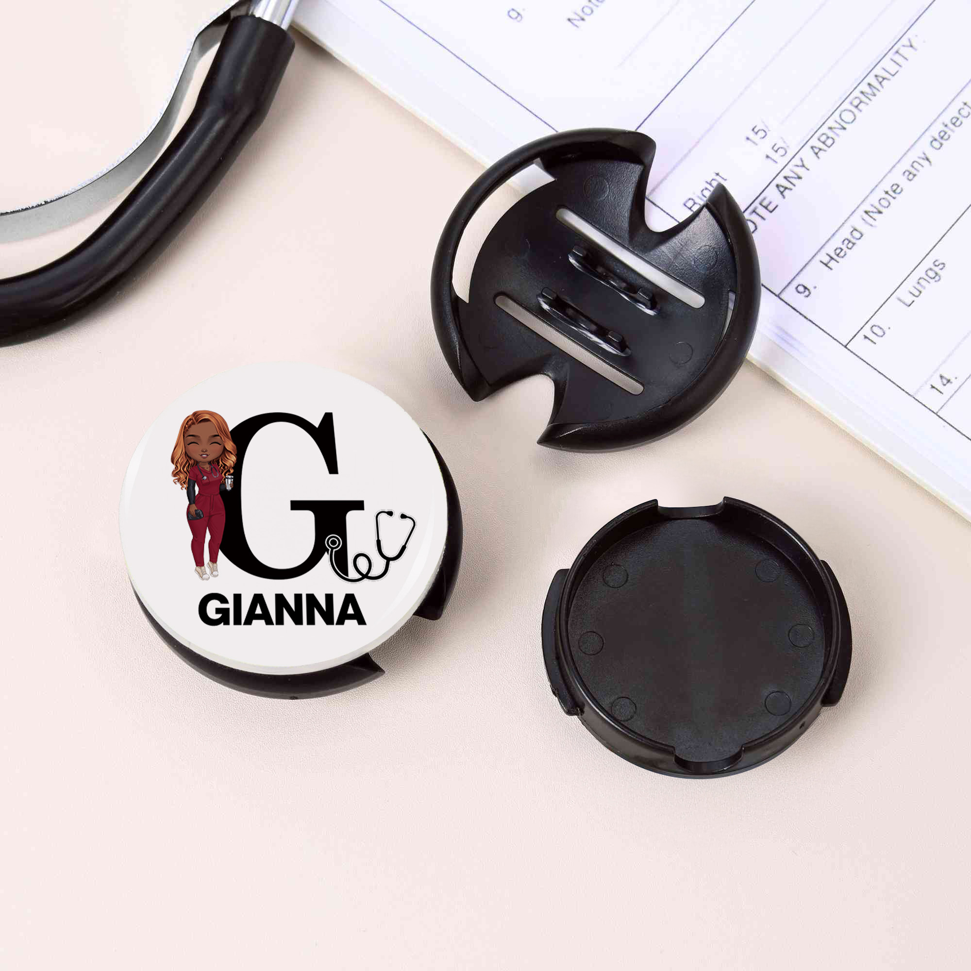 Personalised Cartoon Nurse Doctor Character Stethoscope ID Tag with ...
