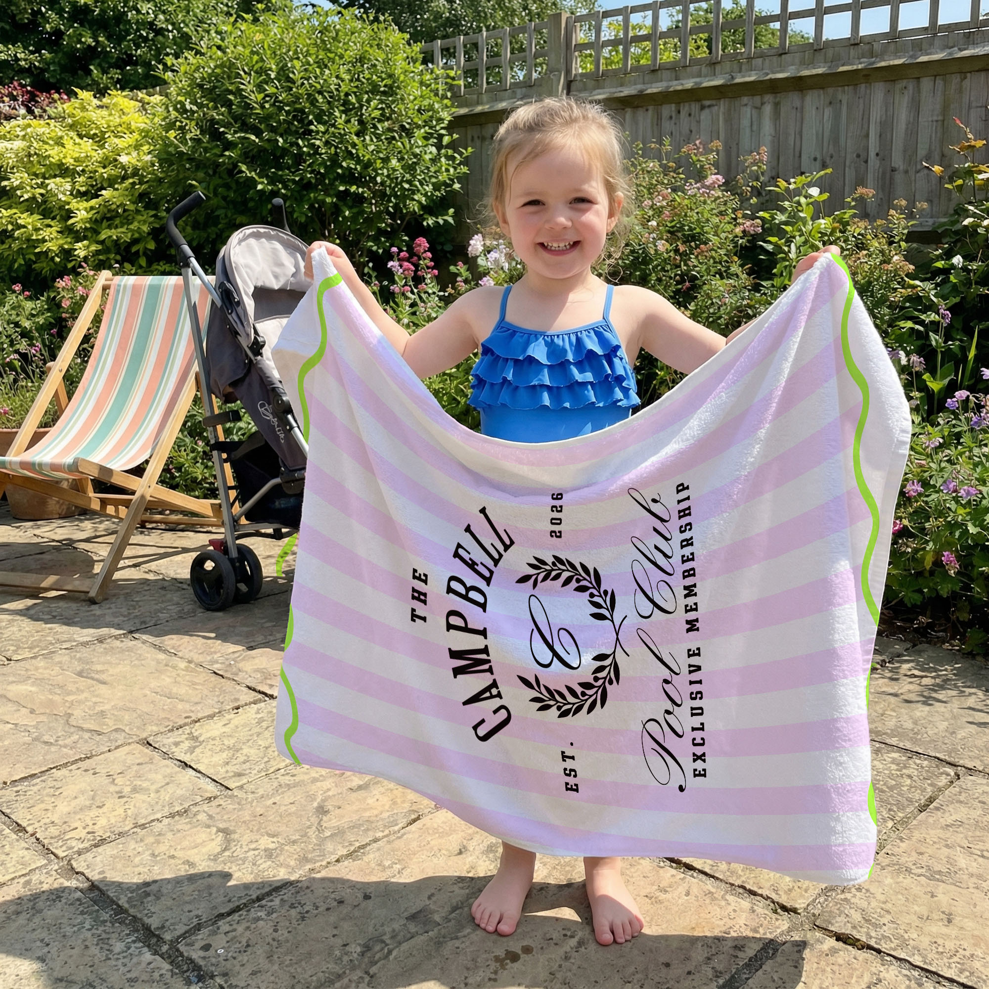 Personalized Striped Pool Club Exclusive Membership Quick Dry Beach ...