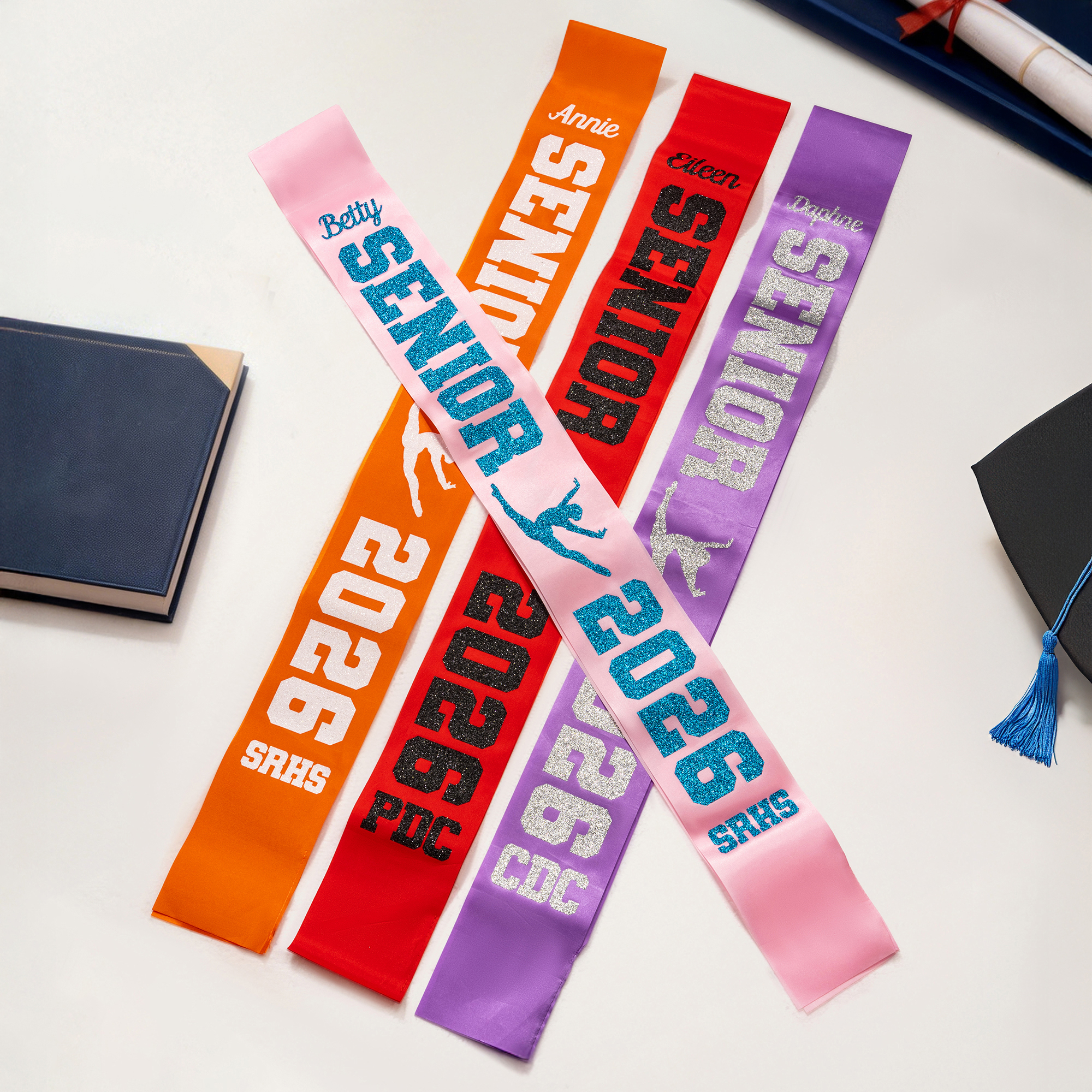 Personalised Gymnastics Silhouette Shine Graduation Sash with Name ...
