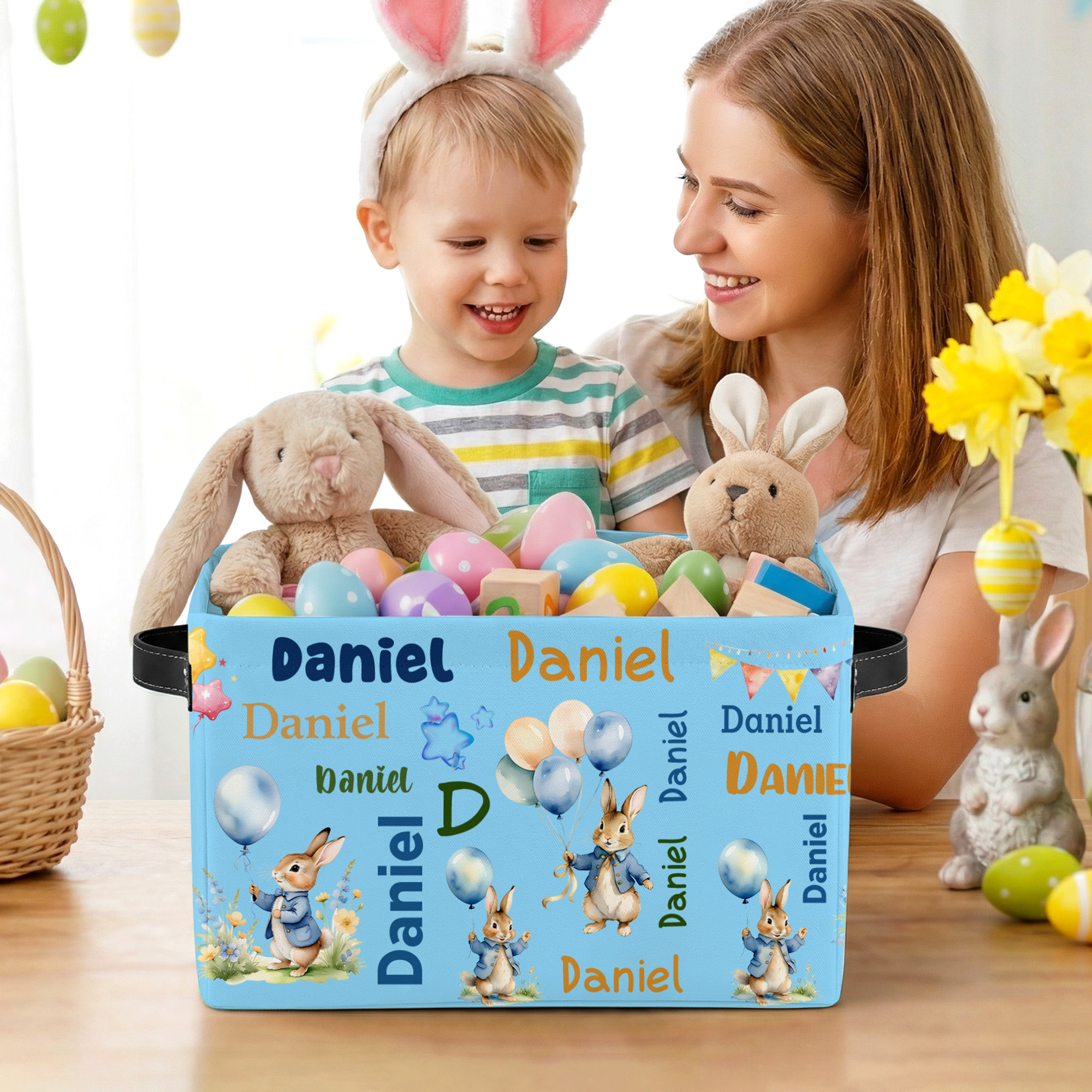 Personalized Cute Balloon Peter Rabbit Word Cloud Reusable Easter ...