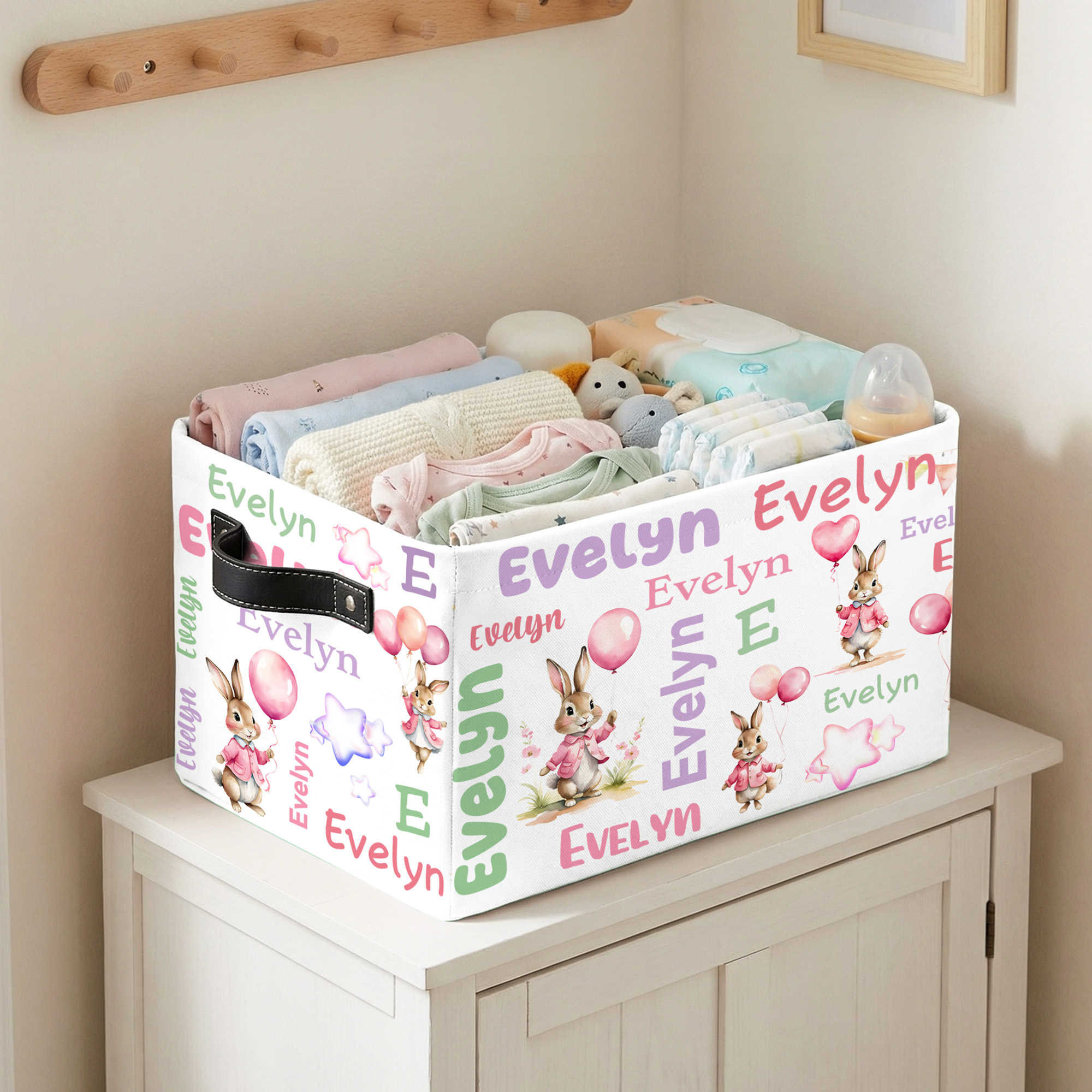 Personalized Cute Balloon Peter Rabbit Word Cloud Reusable Easter ...