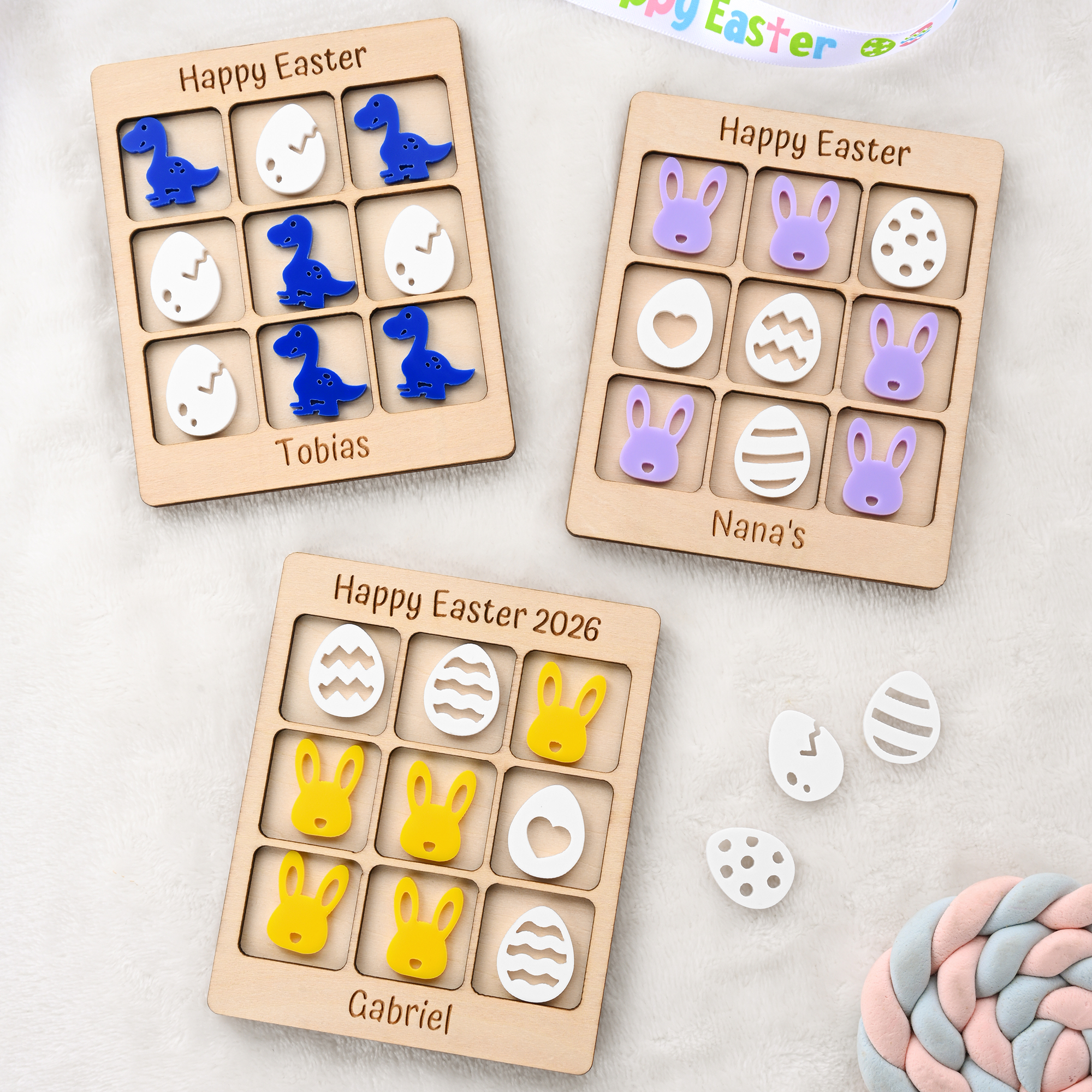 Jeu de Tic Tac Toe en bois personnalisé avec nom pour remplir le panier ...