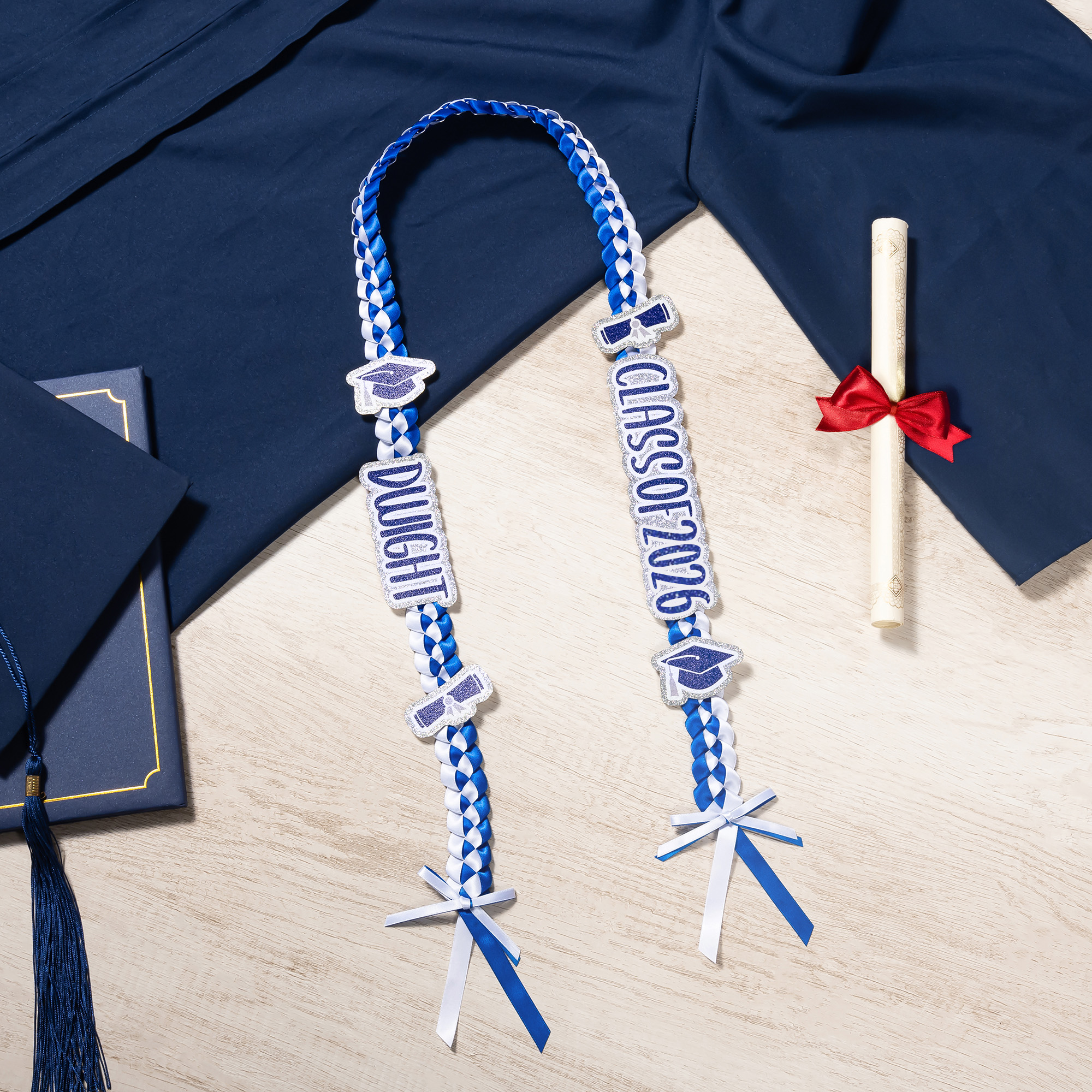 Personalized Class of 2026 Multicolor Glitter Graduation Ribbon Lei ...
