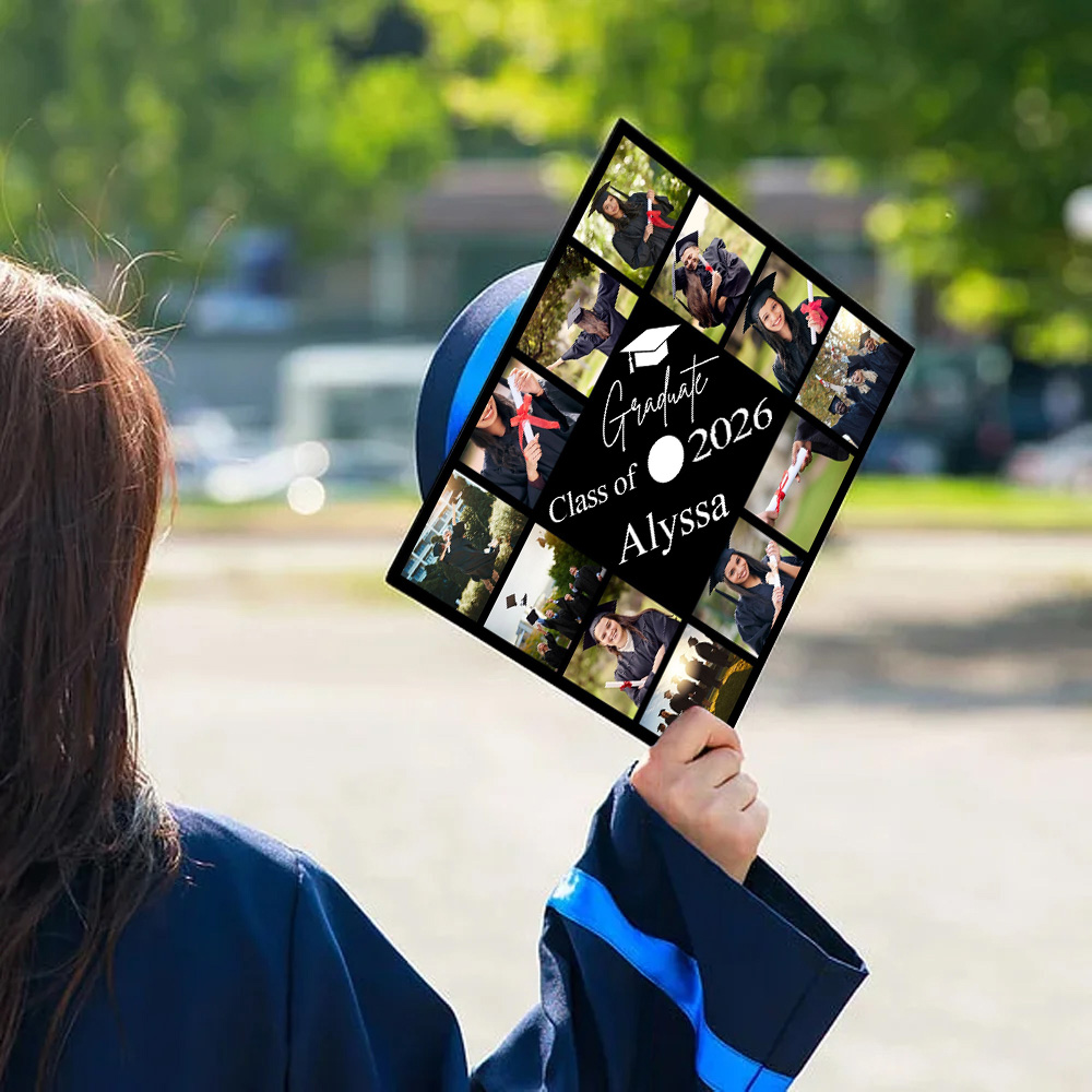 Personalised 12 Photos Collage Graduation Cap Topper with Name and Year ...