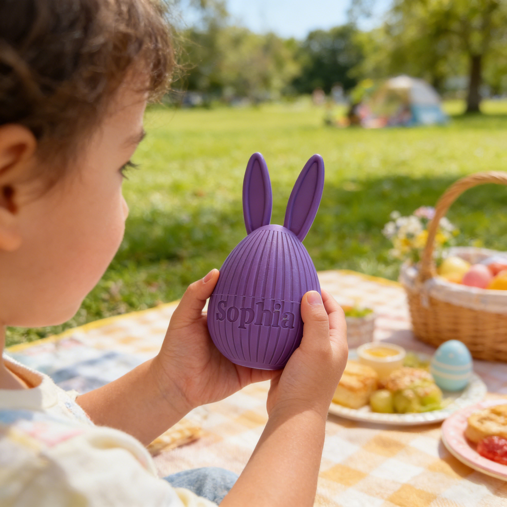 Personalized Multicolor Cute 3D-Printed Bunny Ear Design Easter Egg ...