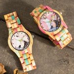 Personalized Colorful Bamboo Photo Watch Back Engraving - CALLIE