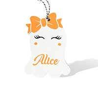 Customised Halloween Boo Ghost Name Candy Bag Tags - CALLIE