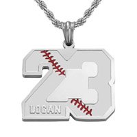 Engraved Baseball & Softball Sport Number Necklace Stainless Steel - CALLIE