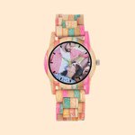 Personalized Colorful Bamboo Photo Watch Back Engraving - CALLIE