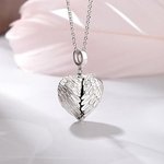 Personalized Photo Heart Locket Angel Wings Necklace with Engraved Text Memories Gift for Woman ...