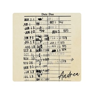 Personalized Vintage Date Due Card Coffee Mug Coaster for Readers ...