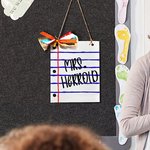 Personalized Notebook Paper Design Wooden Teacher Door Sign with Name ...
