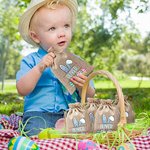 Personalized Cute Bunny Eggs Easter Burlap Drawstring Treat Bag with Name Happy Easter Gift for ...