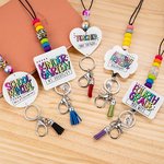 Personalized Glitter Acrylic Beaded Tassel Retractable Lanyard with ...