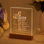 Personalized Floral Cross Bible Verse Name LED Night Light with Wood ...