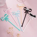 Personalized Multicolor Acrylic Coquette Bow Drink Tag and Stirrer with ...