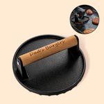 Personalized Iron Burger Weight Meat Press with Engraved Text Wooden ...