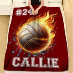Personalized Flaming Sports Blanket with Name and Number Baseball ...