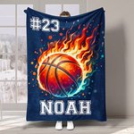Personalized Flaming Sports Blanket with Name and Number Baseball ...