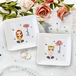 Personalized Ceramic Cartoon Character Birth Flower Square Trinket ...