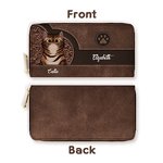 Personalized Retro Cartoon Cat Large Leather Hand Wallet with Name ...