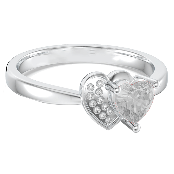 Double Heart Promise Ring For Her with Engraving and Birthstone in ...