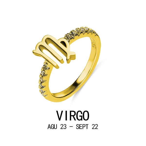 Personalized Birthstone Aries Zodiac Ring - CALLIE