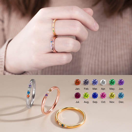 Personalized Women's Birthstone Minimalist Ring - CALLIE