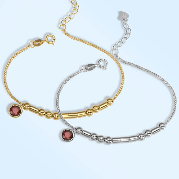 Personalized Women's Morse Code Bracelet with Bithstone - CALLIE