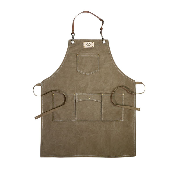 Custom Canvas Work Shop Aprons with Pockets and Leather Strap - CALLIE