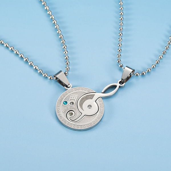 Musical Note Couple Necklace with Custom Birthstones & Color For Music ...