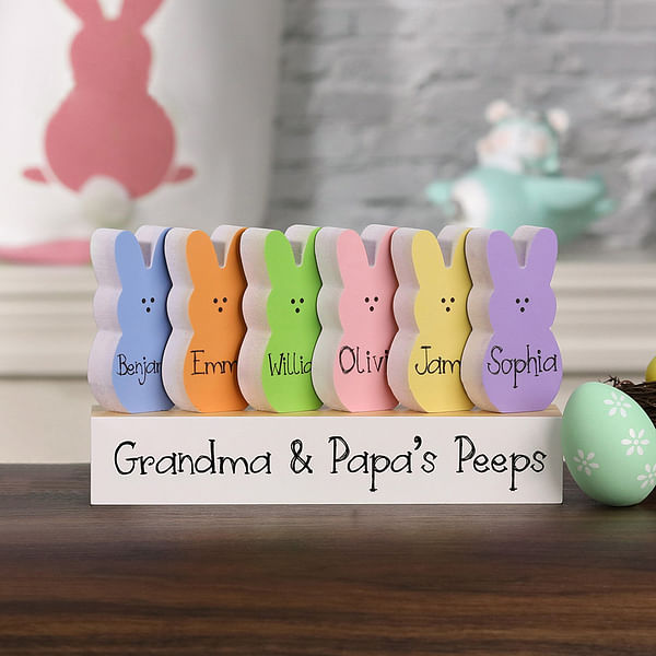 Easter Bunnies Peeps Decoration Set Custom Names & Base | Callie - CALLIE